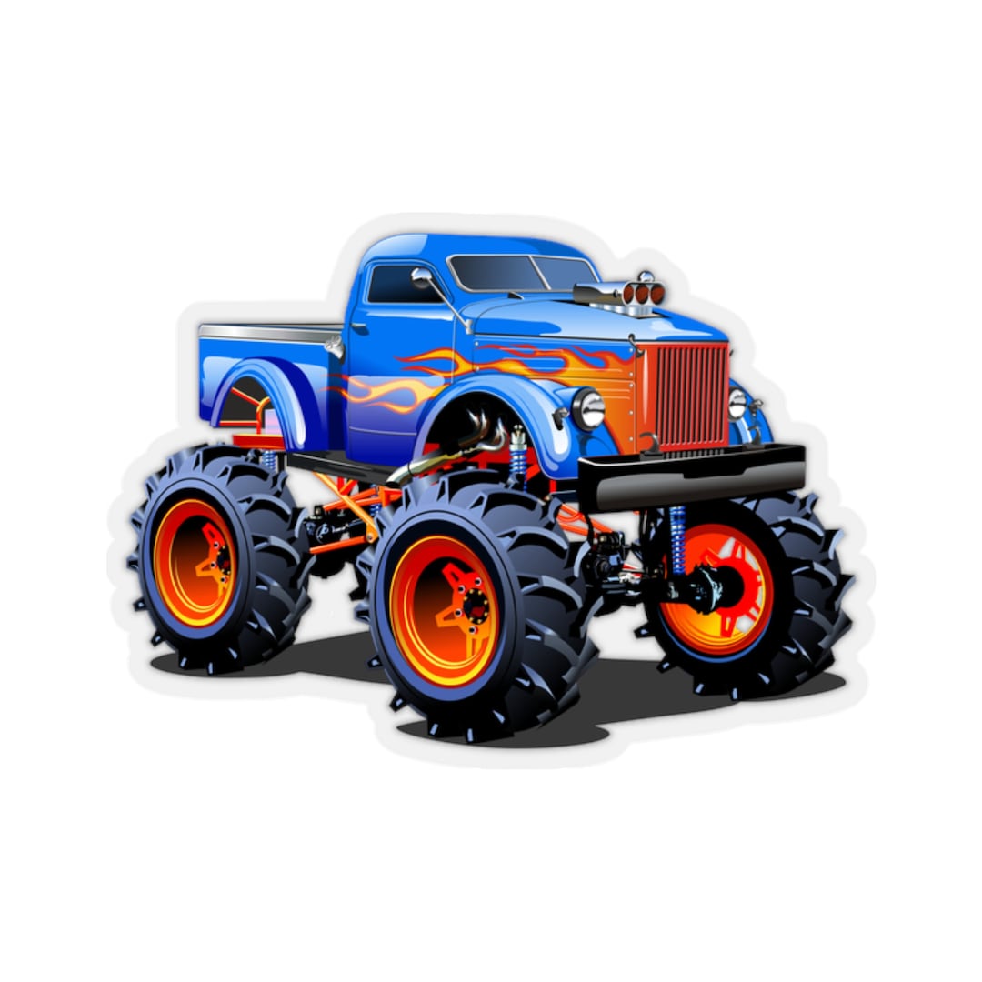 Blue Monster Truck Sticker Lifted Truck Decal Great for Water Bottles ...