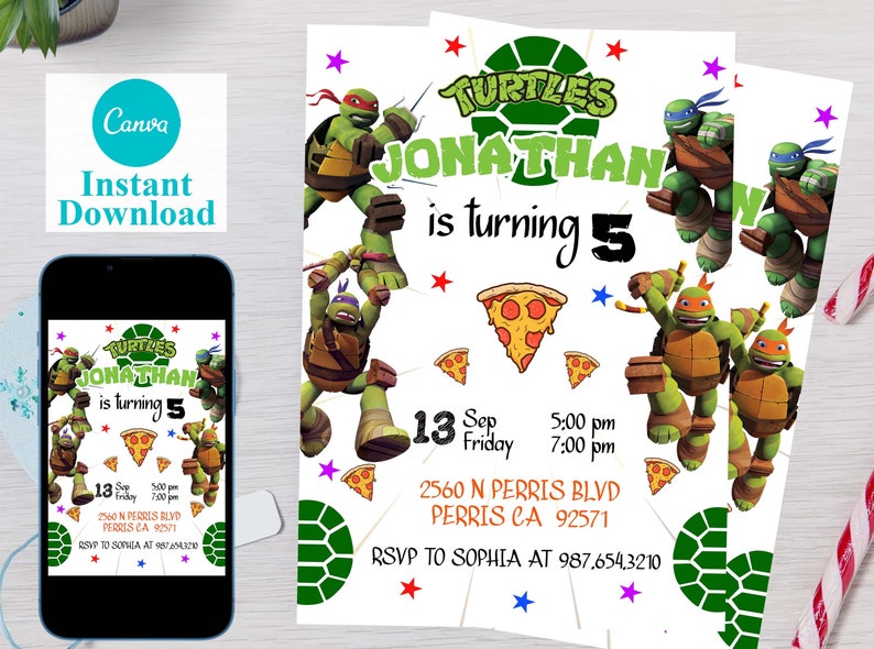 Editable Ninja Turtle Birthday Invitation Template Printable - Etsy ...