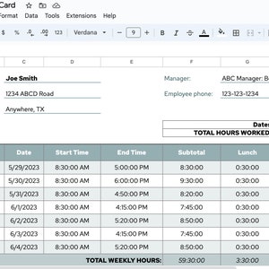 Digital Timesheet Tracker - Etsy