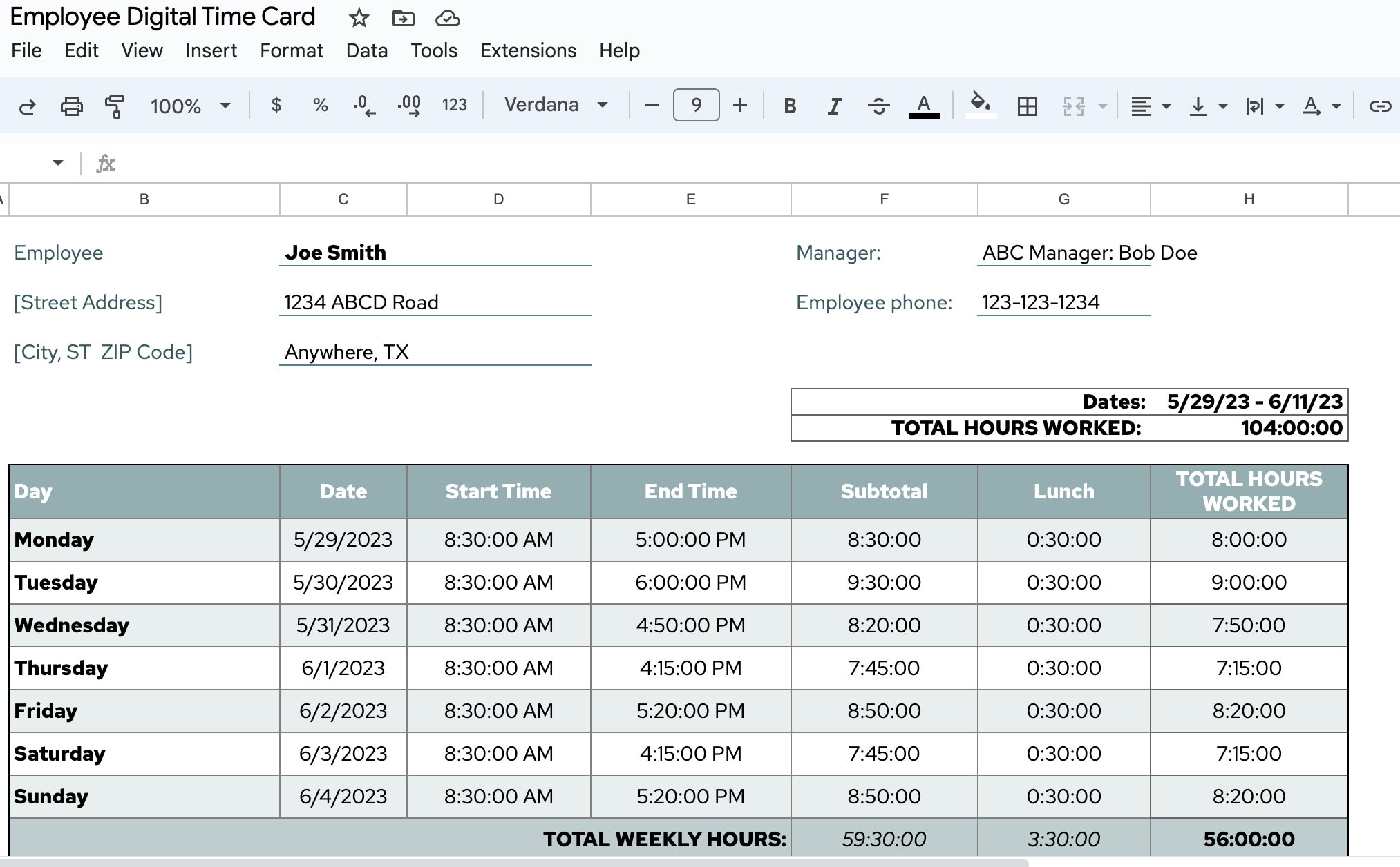 Digital Timesheet Tracker - Etsy