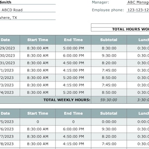 Digital Timesheet Tracker - Etsy