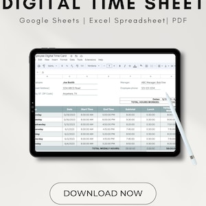 Digital Timesheet Tracker - Etsy