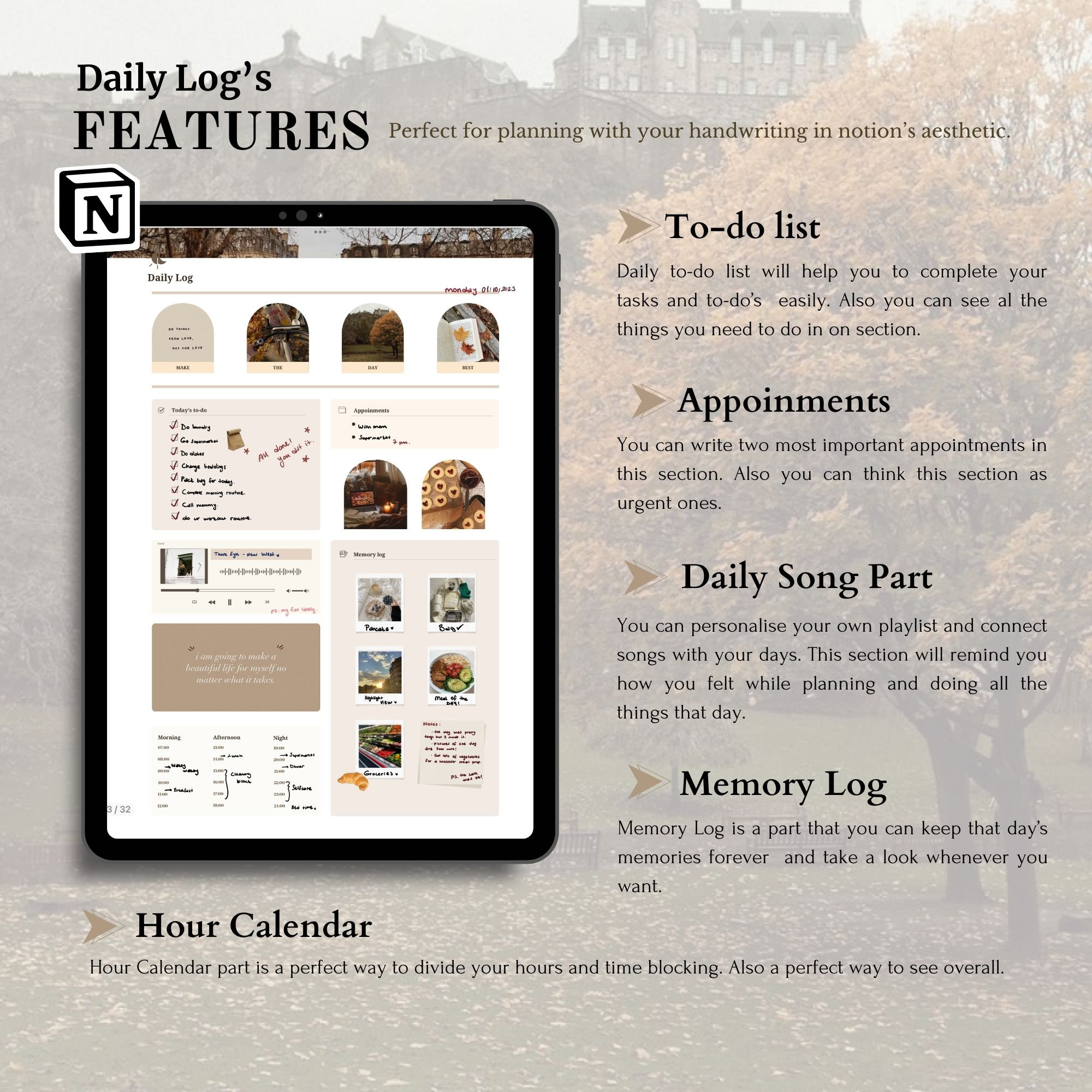 Notion Themed One Month Planner Fall & Autumn Edition | Aesthetic ...