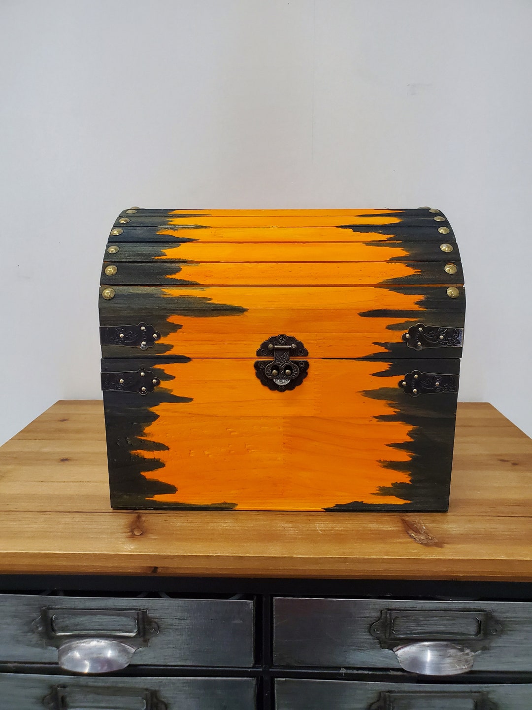Orange and Black Medium Treasure Chest - Etsy