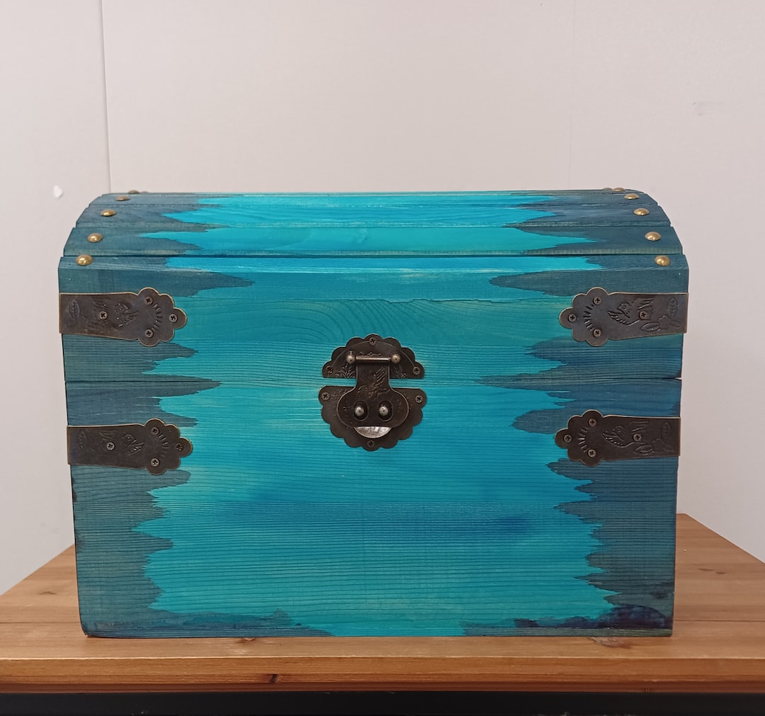 Sky Blue and Black Large Treasure Chest - Etsy