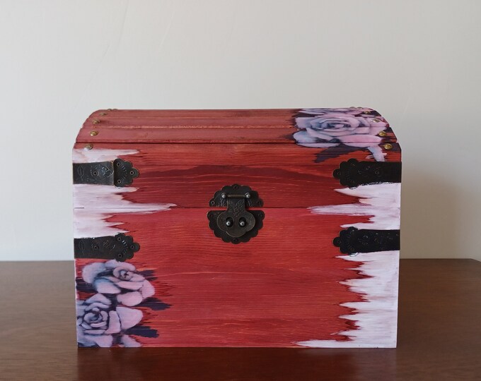 Pink Rose and Red Large Treasure Chest - Etsy