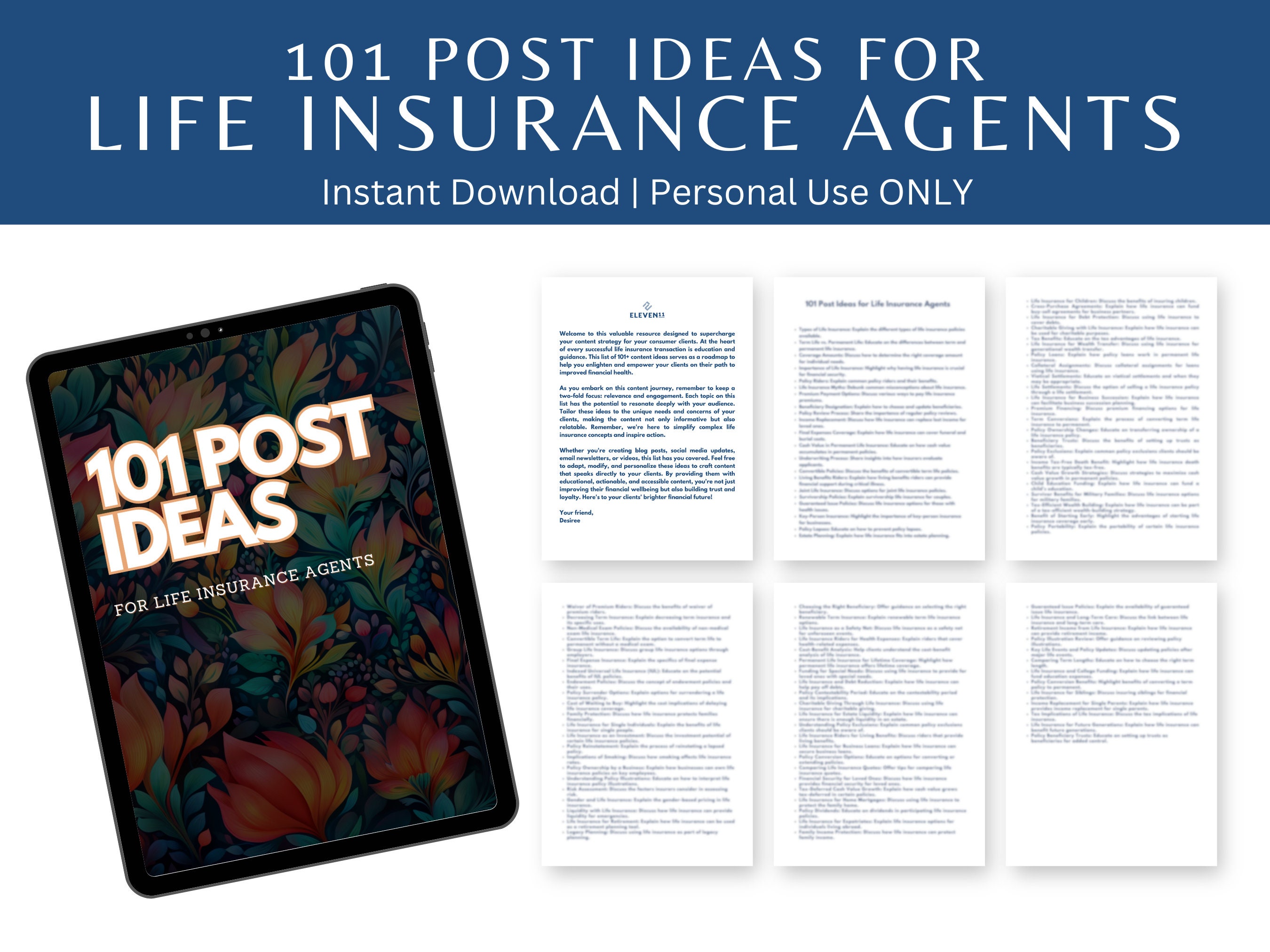 101 Post Ideas prompts for Life Insurance Agents - Etsy