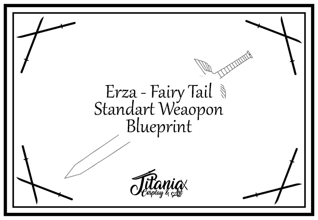 Erza Fairy Tail Basic Swort Blueprint Pattern Template - Etsy
