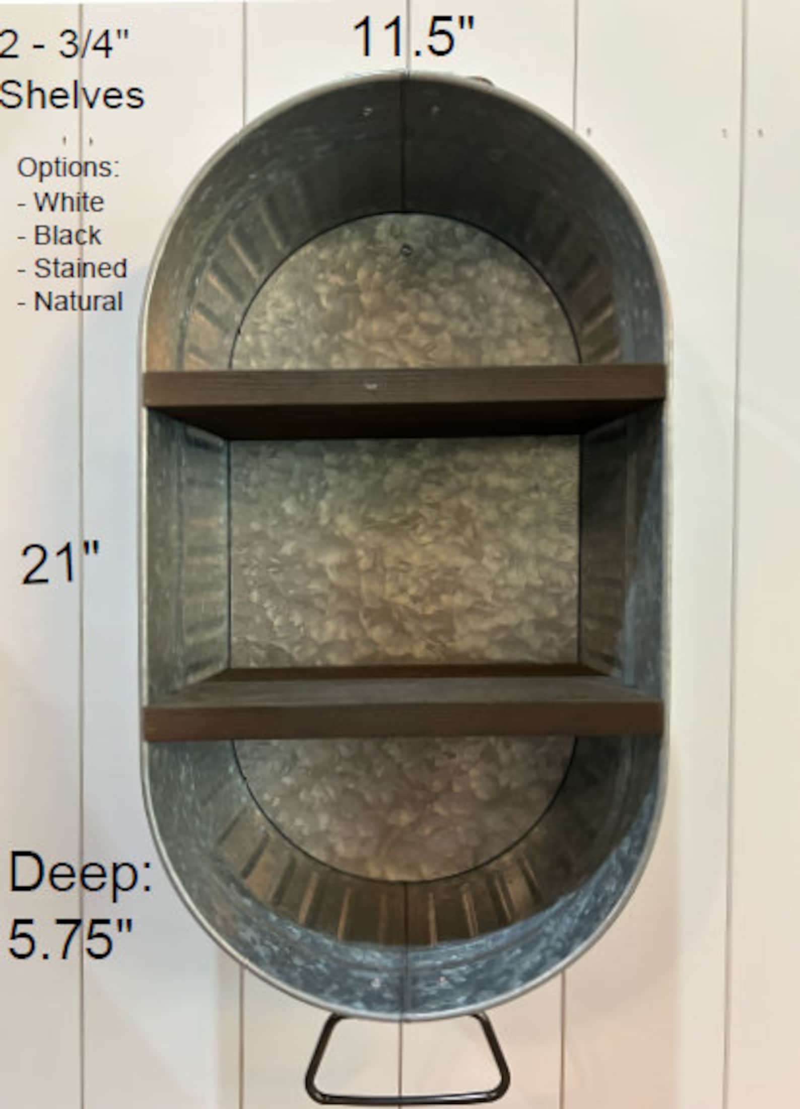 Vintage-inspired Galvanized Tub Shelf With Customizable Color Shelves ...