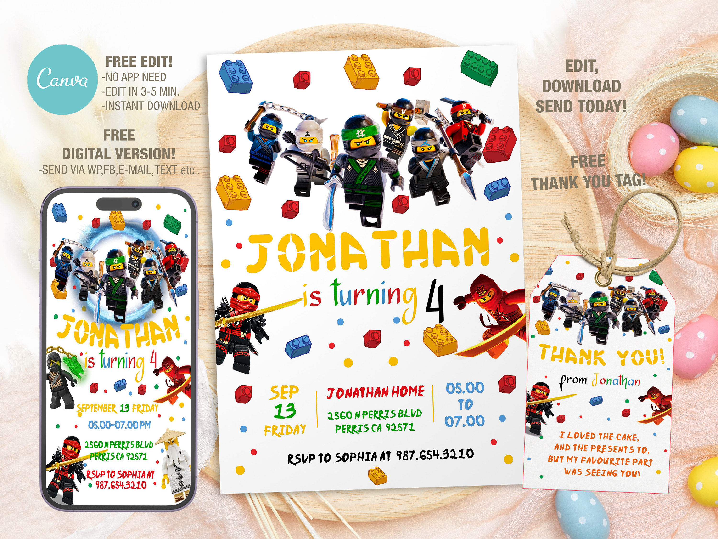 Editable Ninjago Birthday Invitation Template Printable - Etsy
