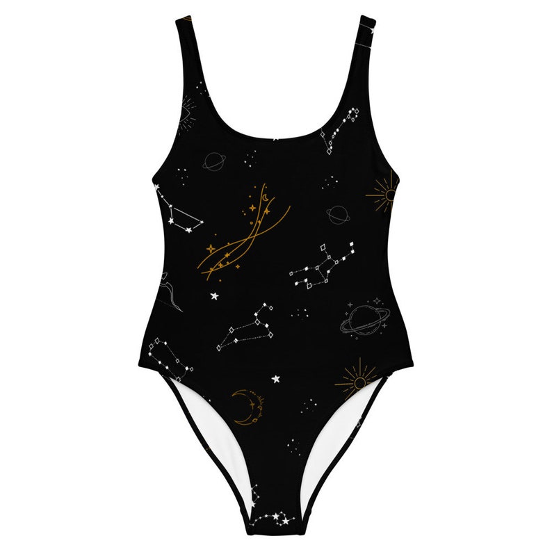 Celestial Style One-piece Swimsuit Cute Star-lover Modest Swimsuit Goth ...