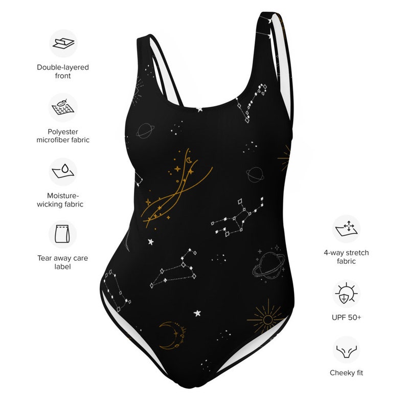 Celestial Style One-piece Swimsuit Cute Star-lover Modest Swimsuit Goth ...
