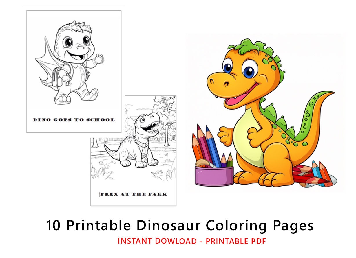 Fantastic Dinosaur Coloring Book Instant Digital Download - Etsy