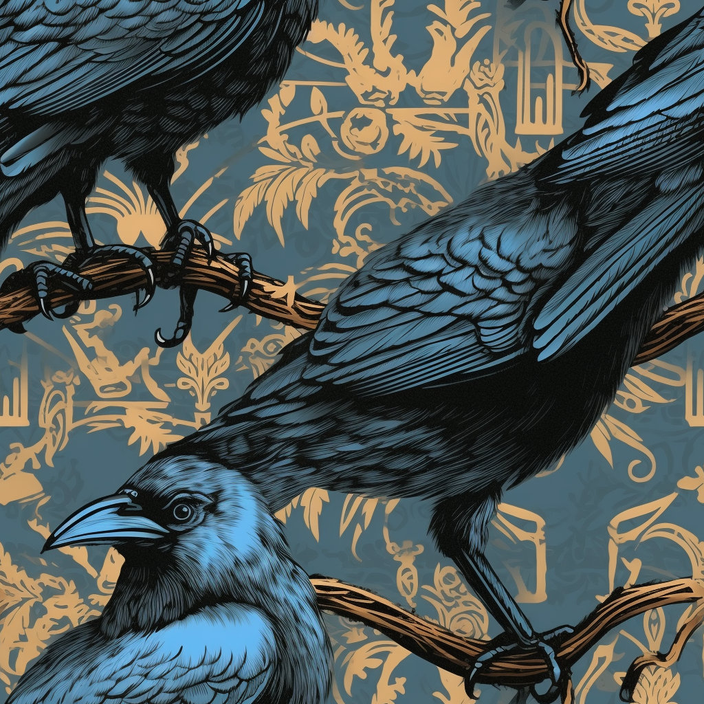 9 Seamless Digital Gothic Crow Patterns for Commercial Use Scrapbooking Collage Paper Printable ...