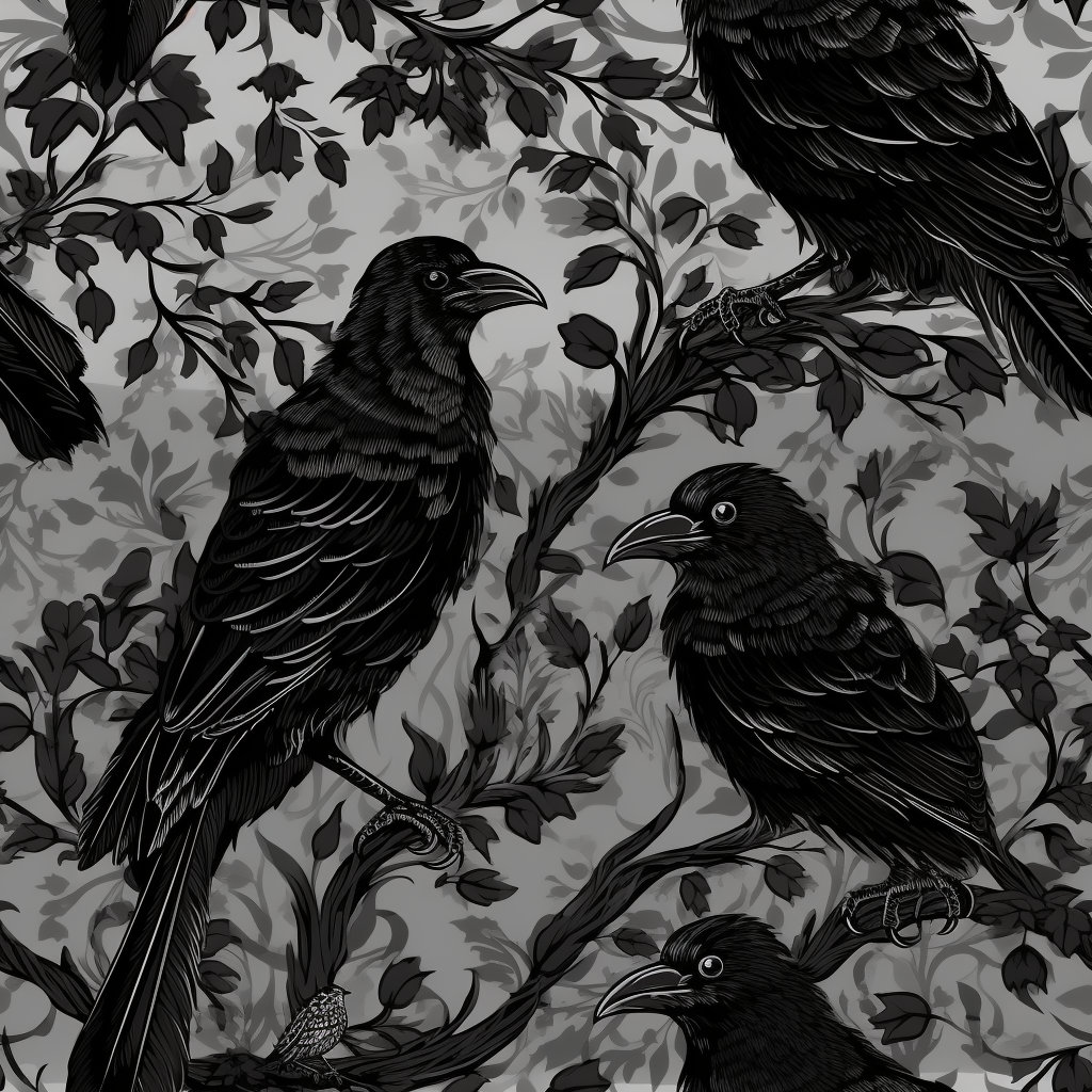 9 Seamless Digital Gothic Crow Patterns for Commercial Use Scrapbooking ...