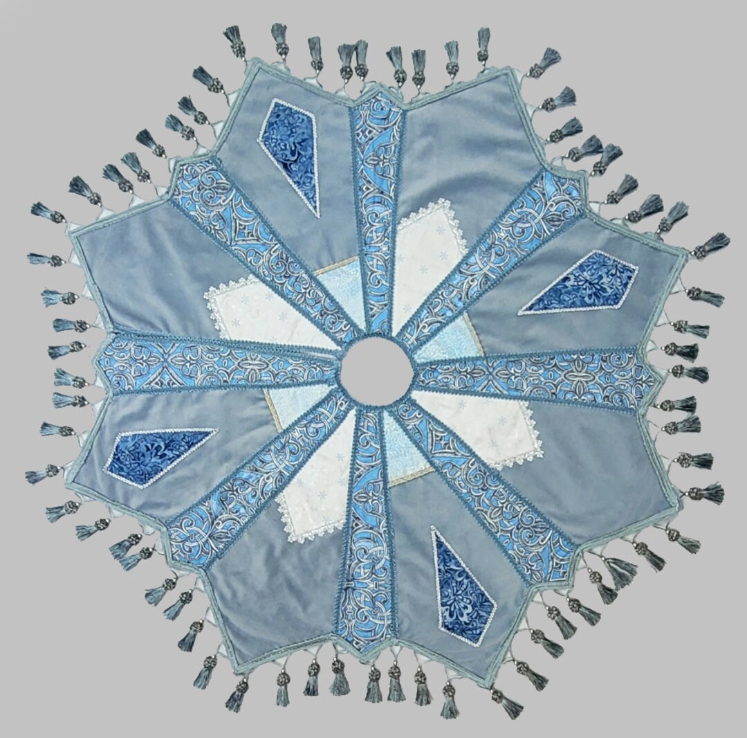 Royal Blue Christmas Tree Skirt, Large Full Tree Skirt 52", Lined ...