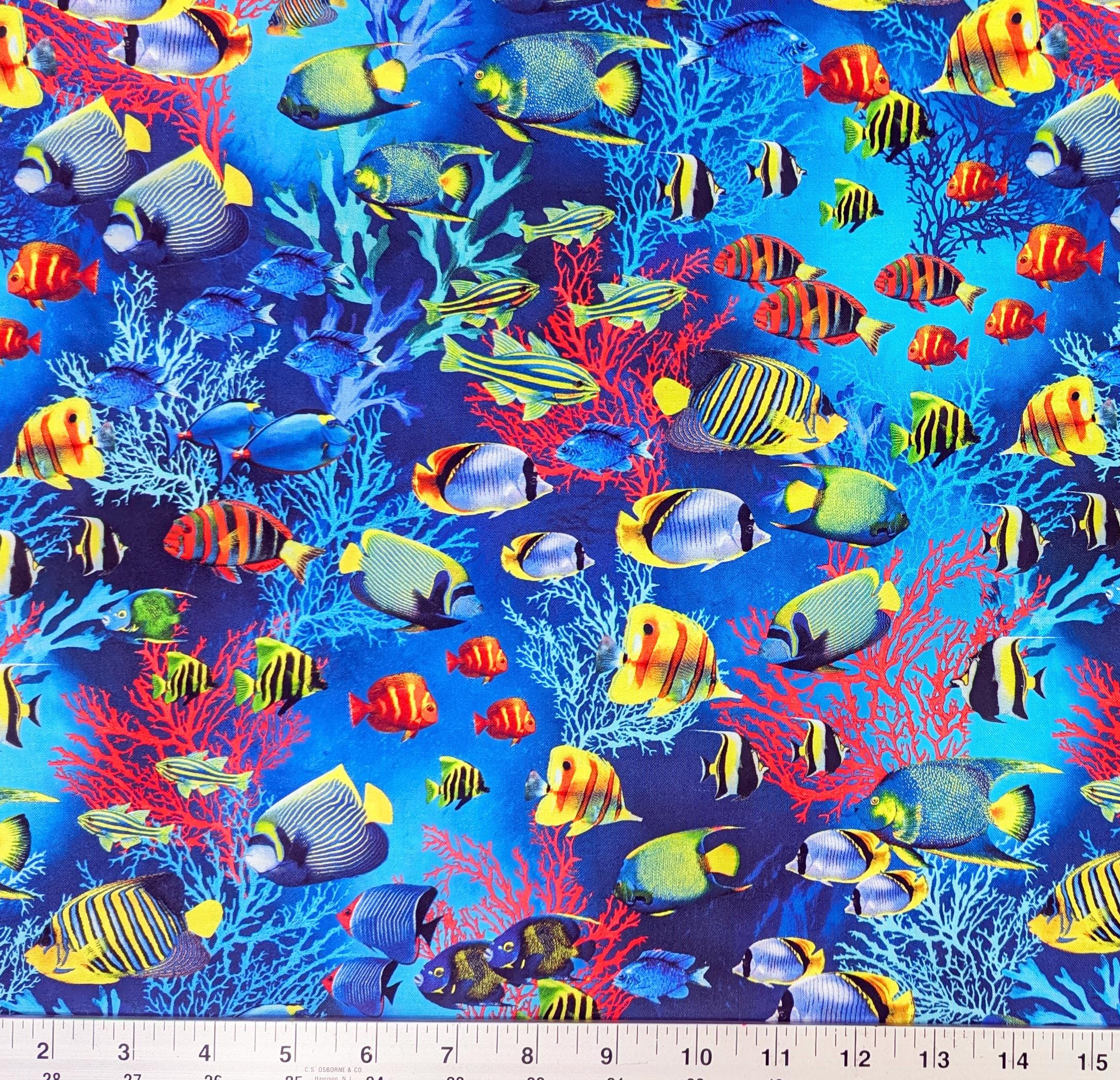 Oceana Quilting Cotton Fabric: Tropical Fish Coral Reef Print - Etsy