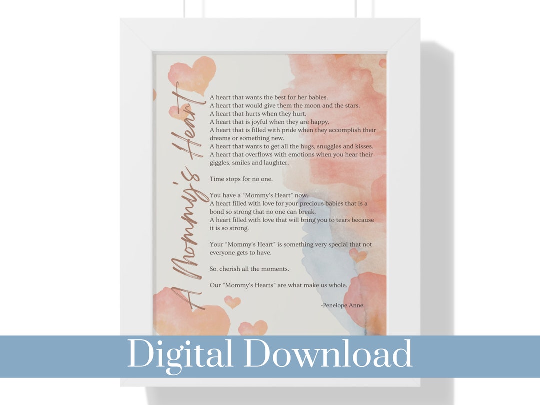 Postpartum Gift for Mom Poem About Motherhood Gift Digital Print ...