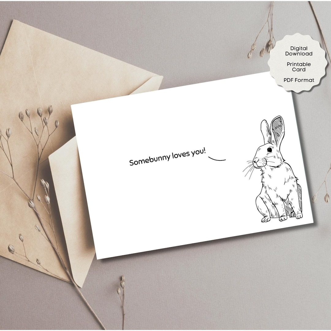 Somebunny Loves You Card - Bunny Greeting Card - Funny Greeting - Pun ...