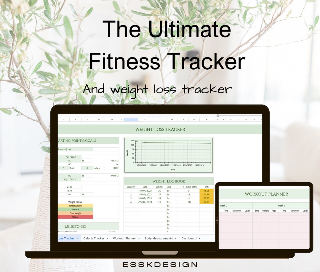 Weight Loss & Fitness Tracker,planner, Digital Meal Planner, Workout ...