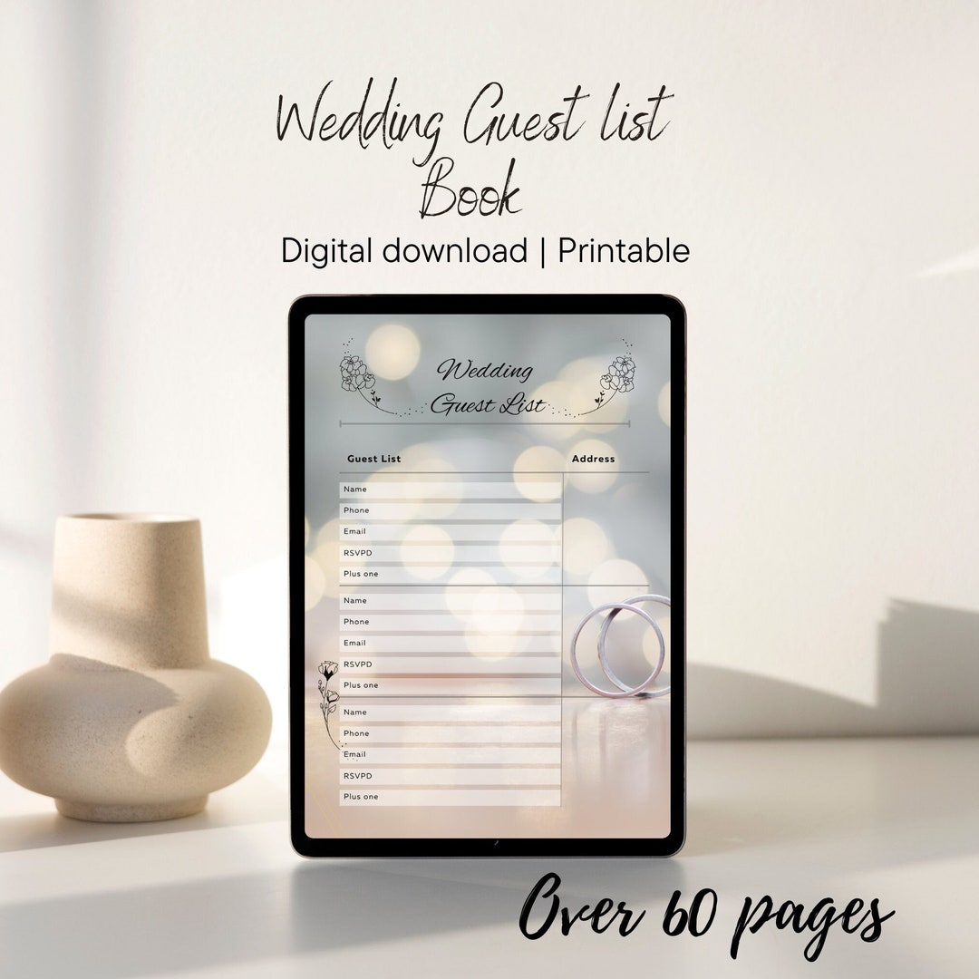 Wedding Guest List Book Digital & Printable | Wedding Planning Guest ...