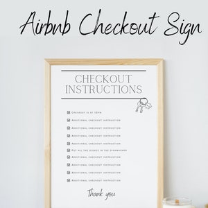 Editable Airbnb Sign, Check Out Checklist Template, House Rules, Airbnb ...