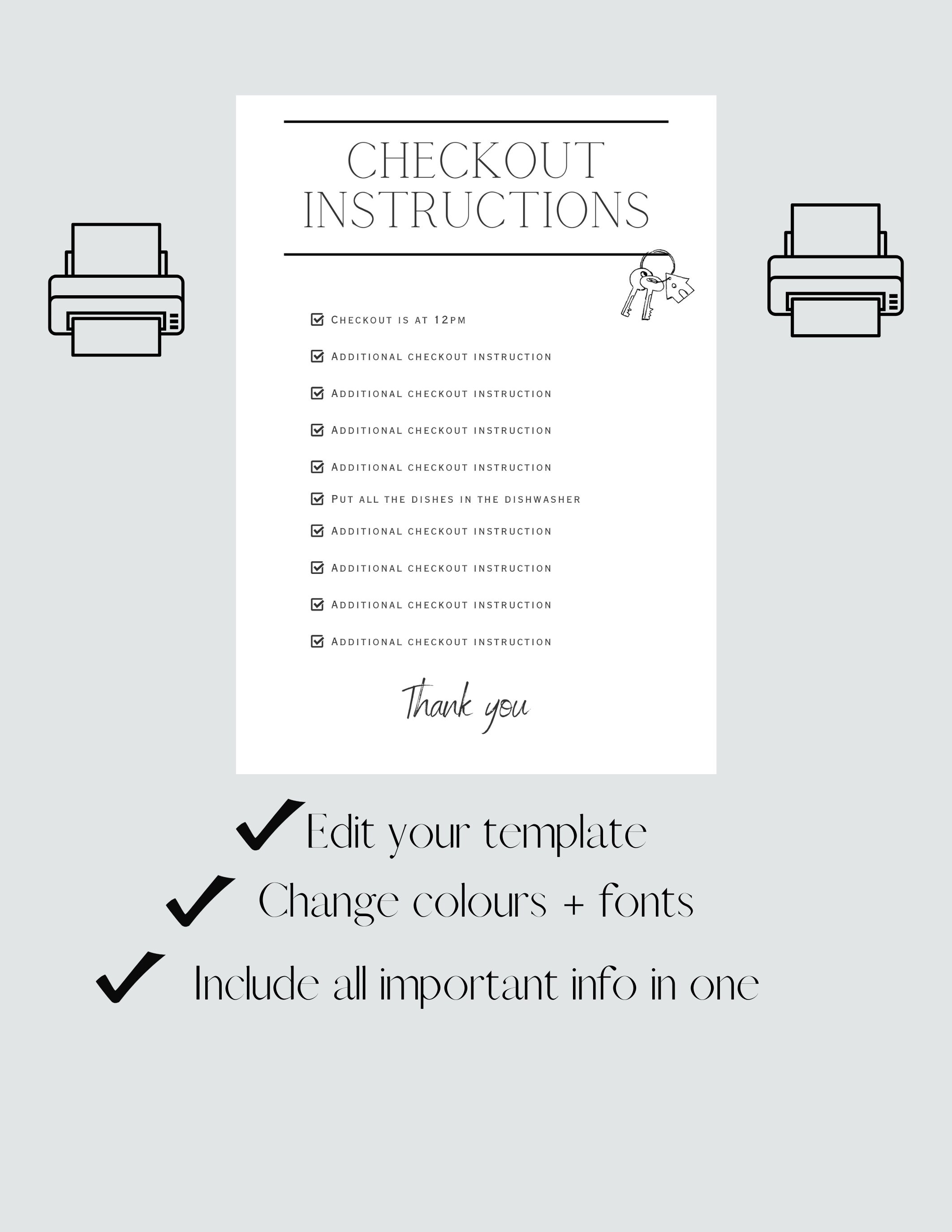 Editable Airbnb Sign Check Out Checklist Template House - Etsy UK