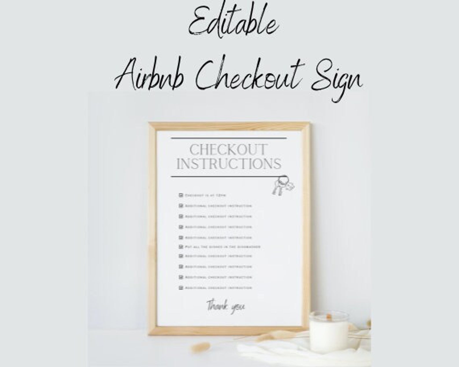 Editable Airbnb Sign, Check Out Checklist Template, House Rules, Airbnb ...