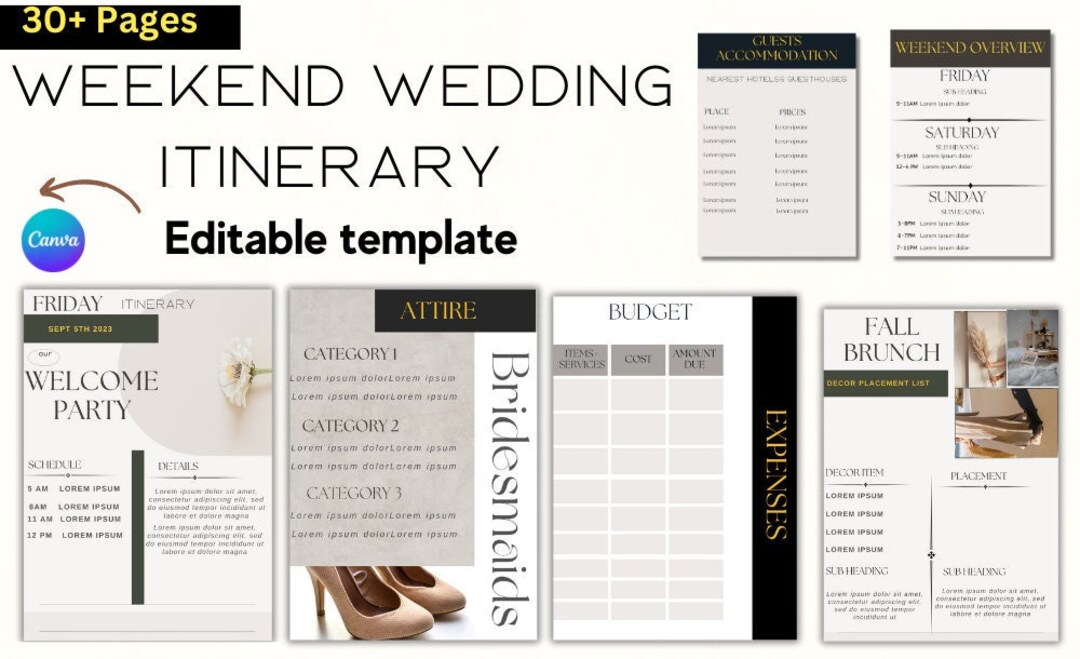 Wedding Itinerary Template Wedding Planner Itinerary Wedding Program ...