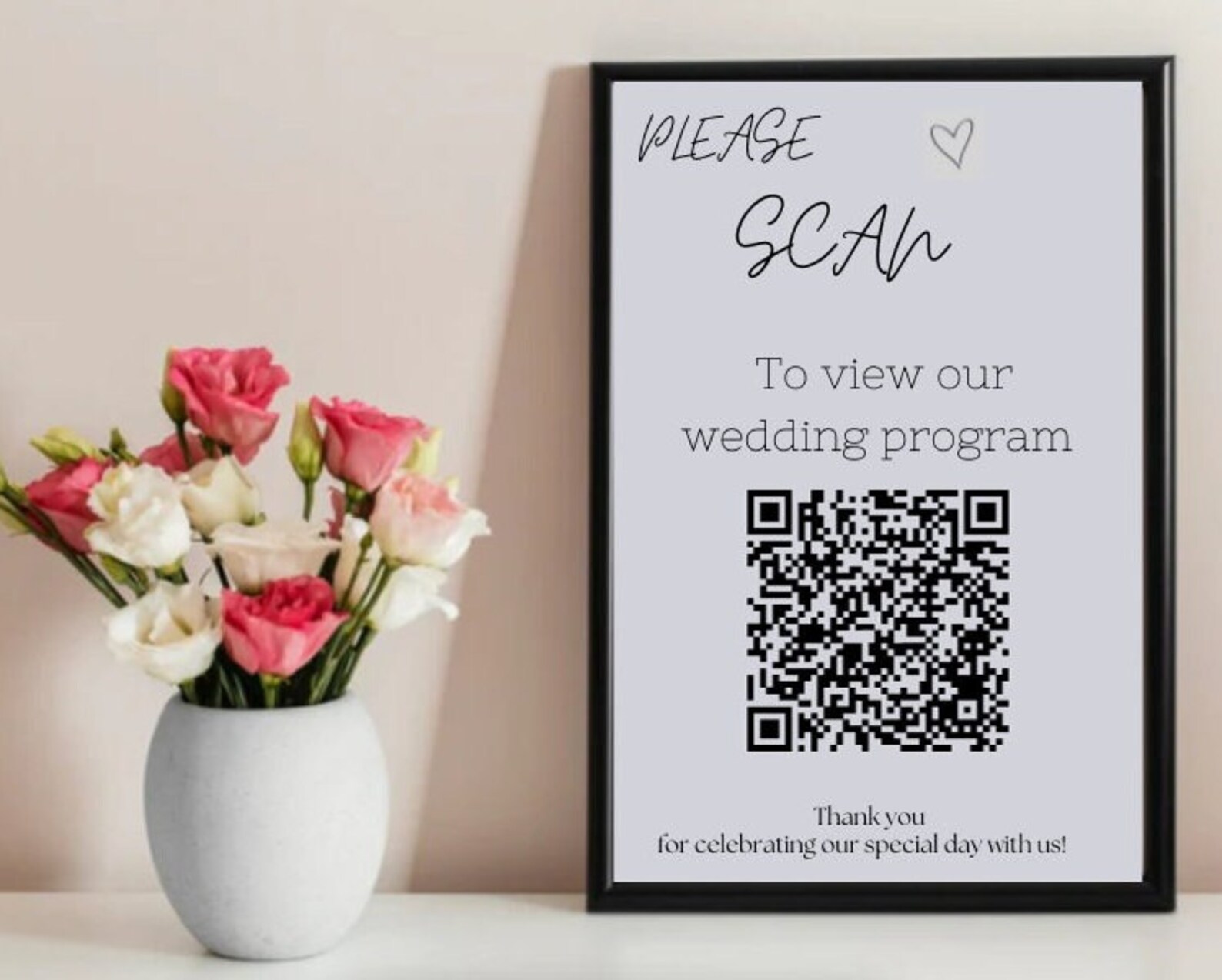 QR Code Sign Wedding Timeline Template Scannable Wedding - Etsy