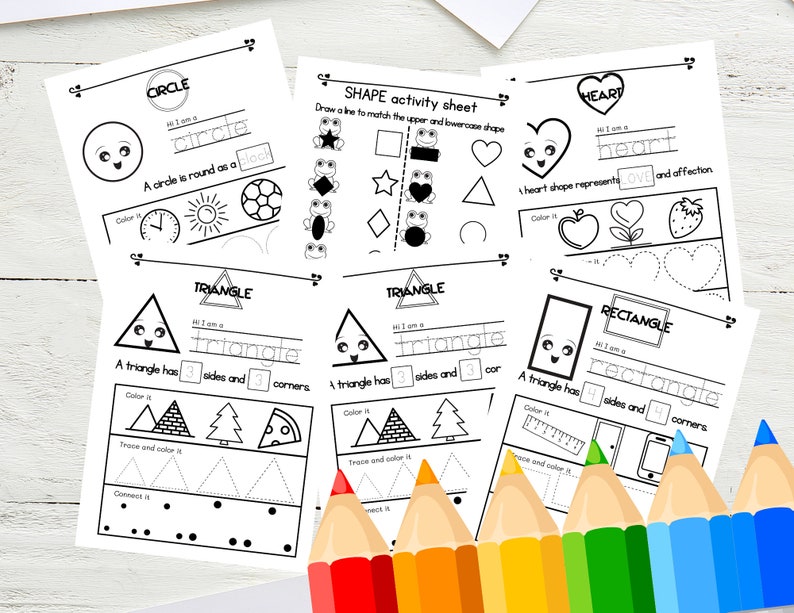 10 Printable Activity With Shapes / Shapes Tracing for Preschoolers ...