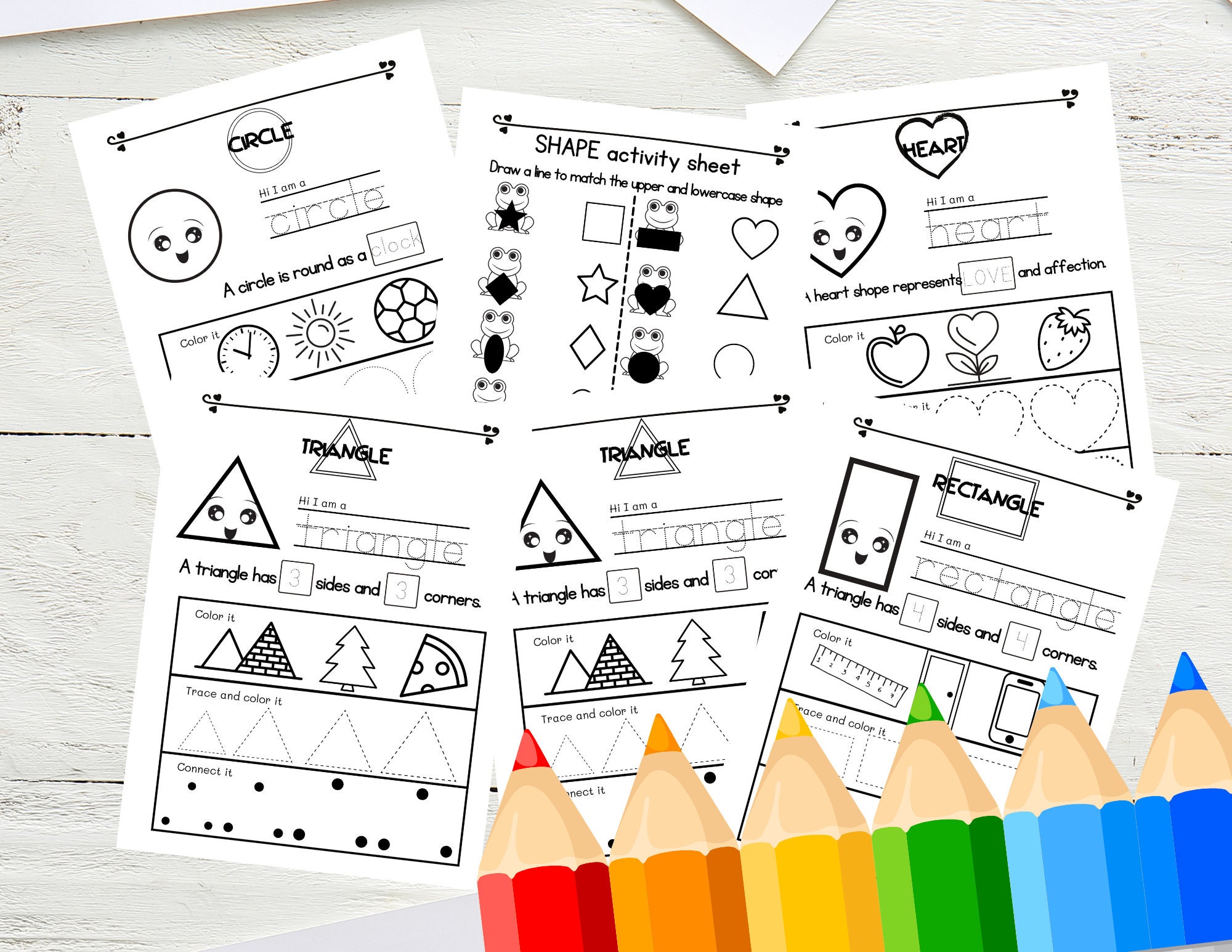 10 Printable Activity With Shapes / Shapes Tracing for Preschoolers ...