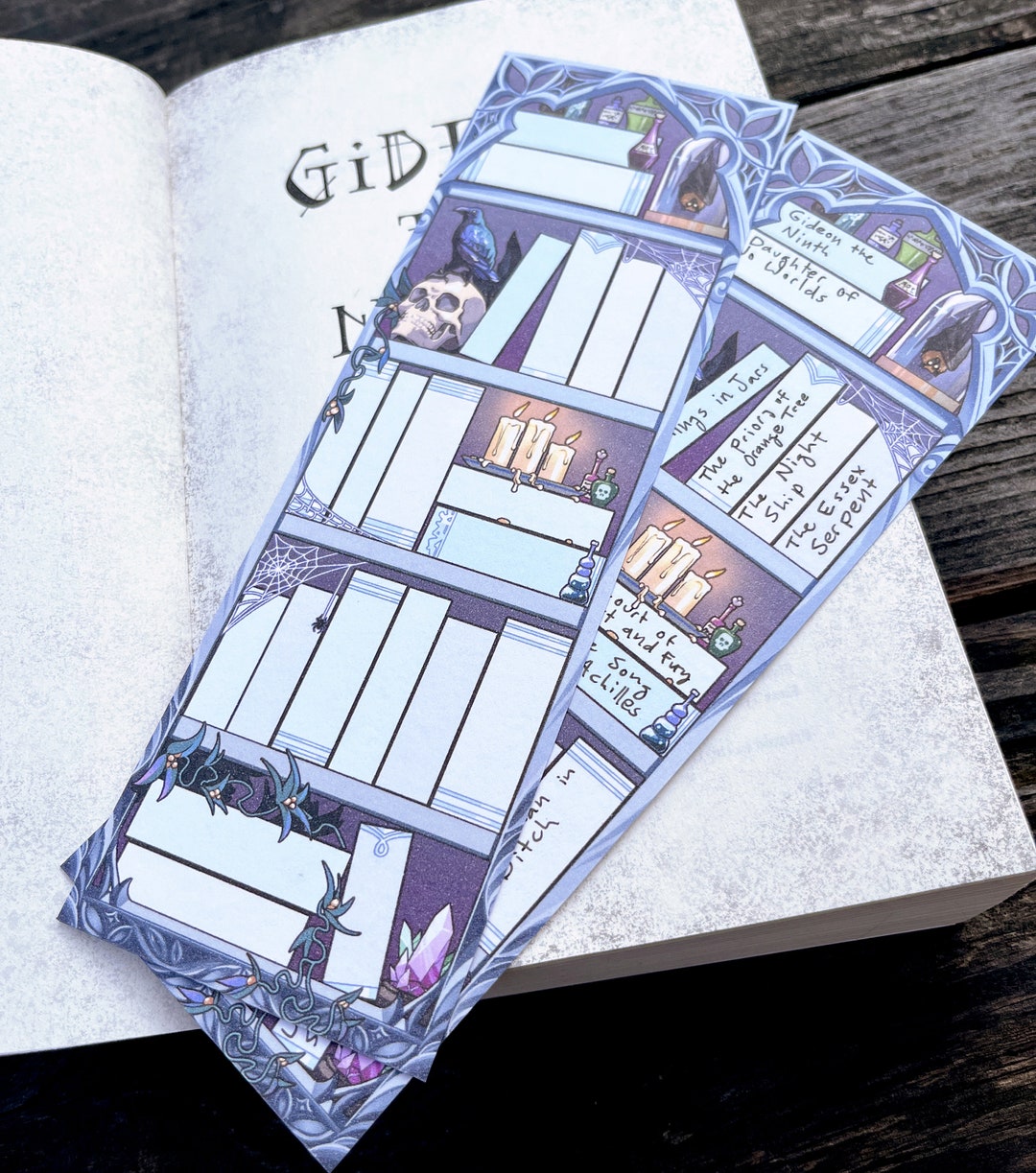 Gothic Bookshelf Book Tracker Bookmark, Witchy Book Accessory, Reader ...