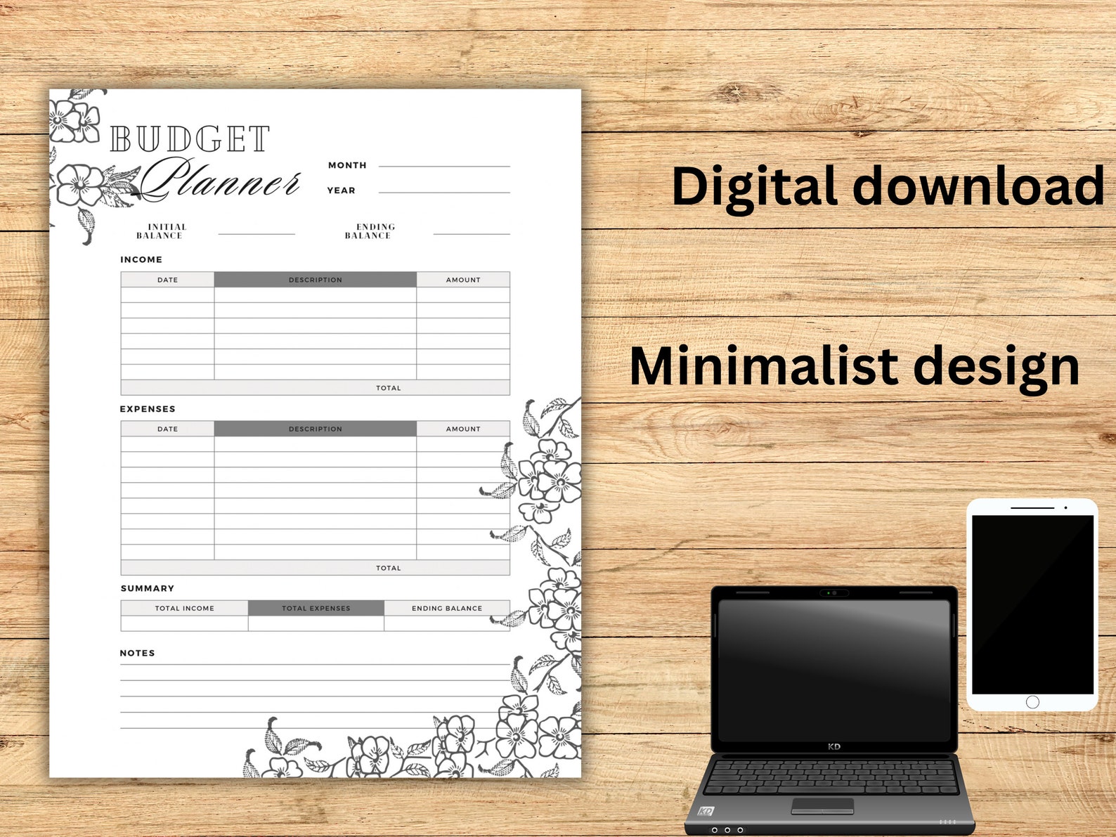 Minimalist Printable Budget Planner, Digitale Planner - Etsy