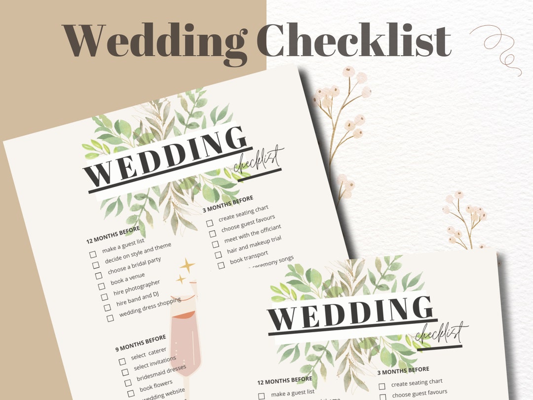 Digital Download Wedding Checklist - Etsy