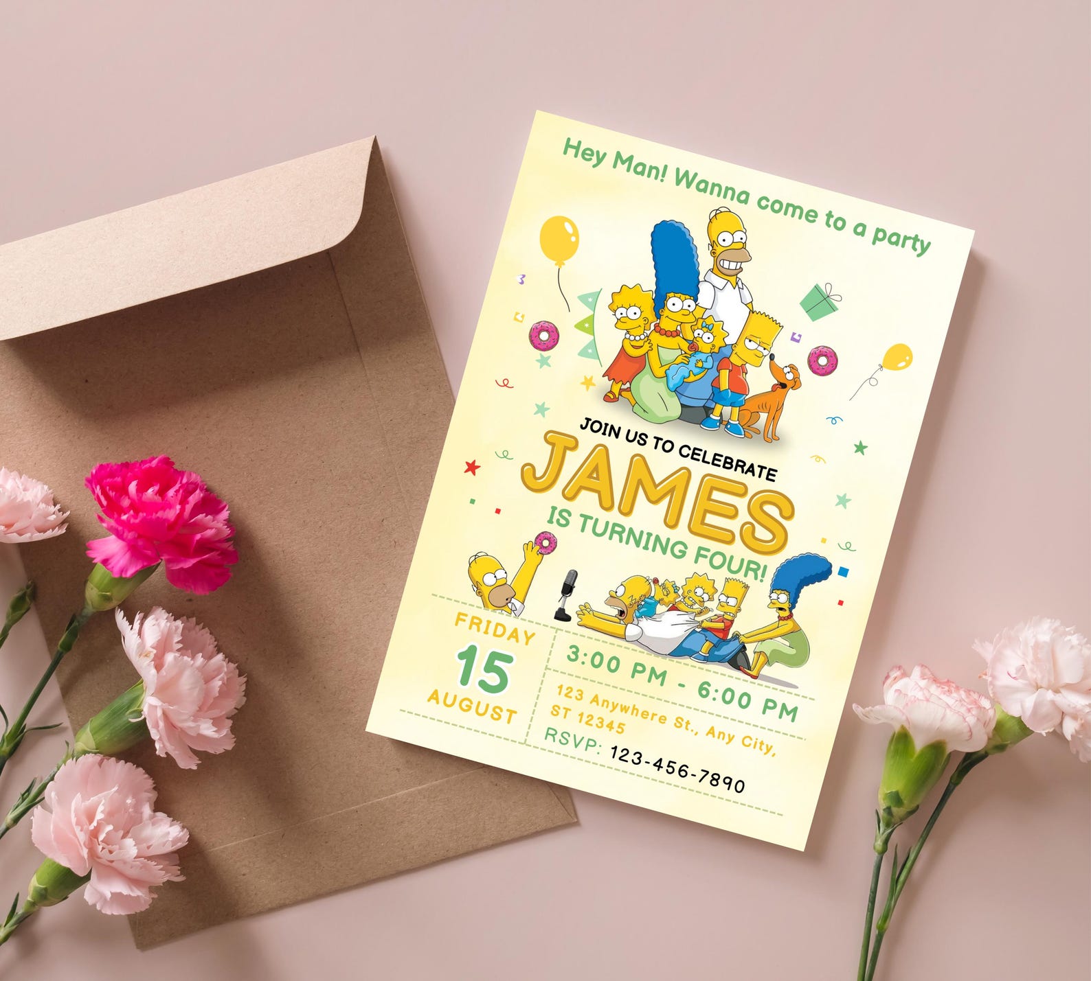 Editable Simpsons Birthday Invitation, Printable Birthday Party ...