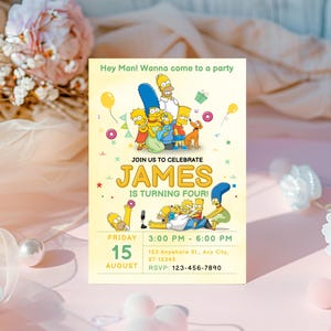 Editable Simpsons Birthday Invitation, Printable Birthday Party ...