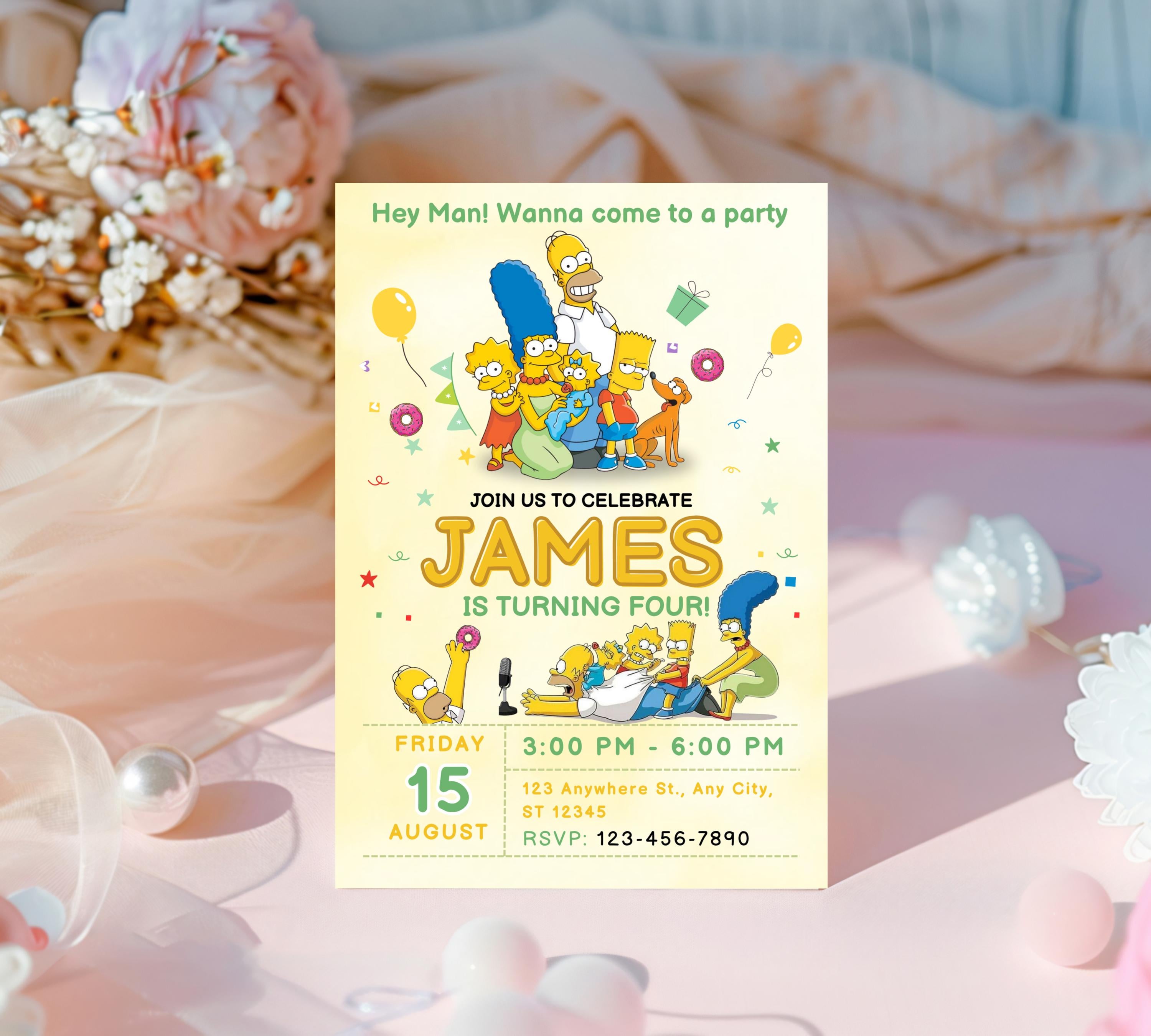 Editable Simpsons Birthday Invitation, Printable Birthday Party ...