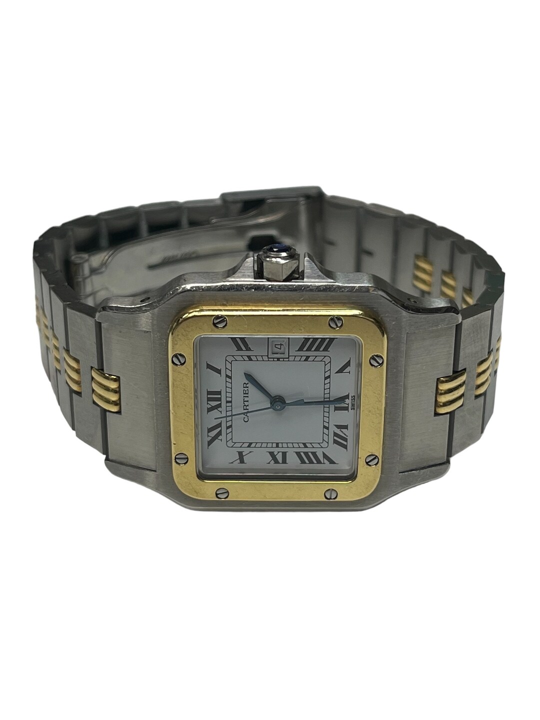 Cartier Santos Carree Godron Steel Gold Auto Gents Watch 29mm Cr.1984 ...