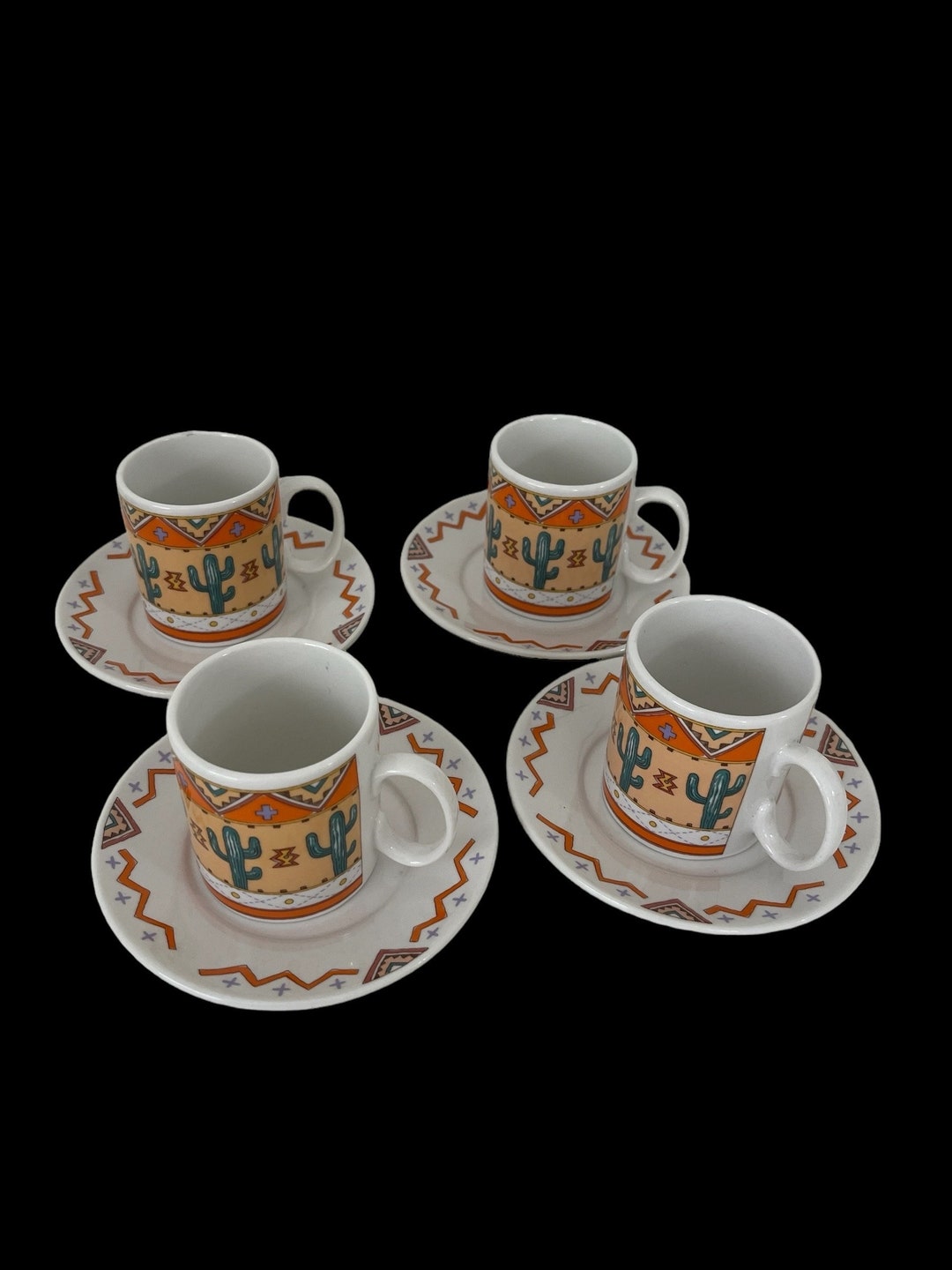 4 Studio Nova El Paso Western Style Espresso Cups and Saucers Set - Etsy
