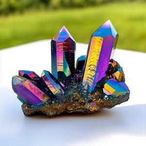 Natural Titanium Rainbow Cluster Quartz VUG Cluster Crystal Raw Rock ...