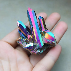 Natural Titanium Rainbow Cluster Quartz VUG Cluster Crystal Raw Rock ...