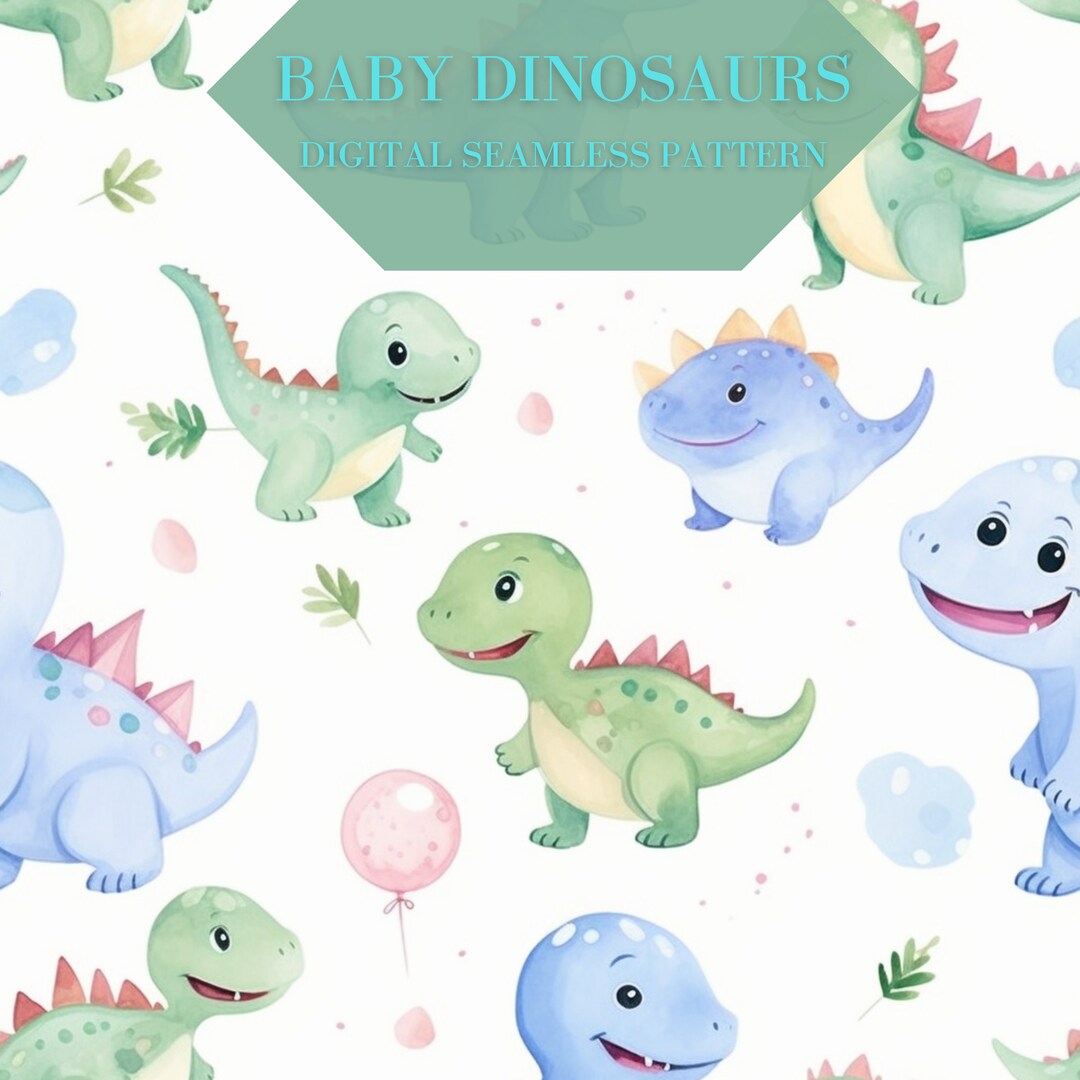 Dino-rific Celebration: Adorable Red and Blue Baby Dinosaurs With ...