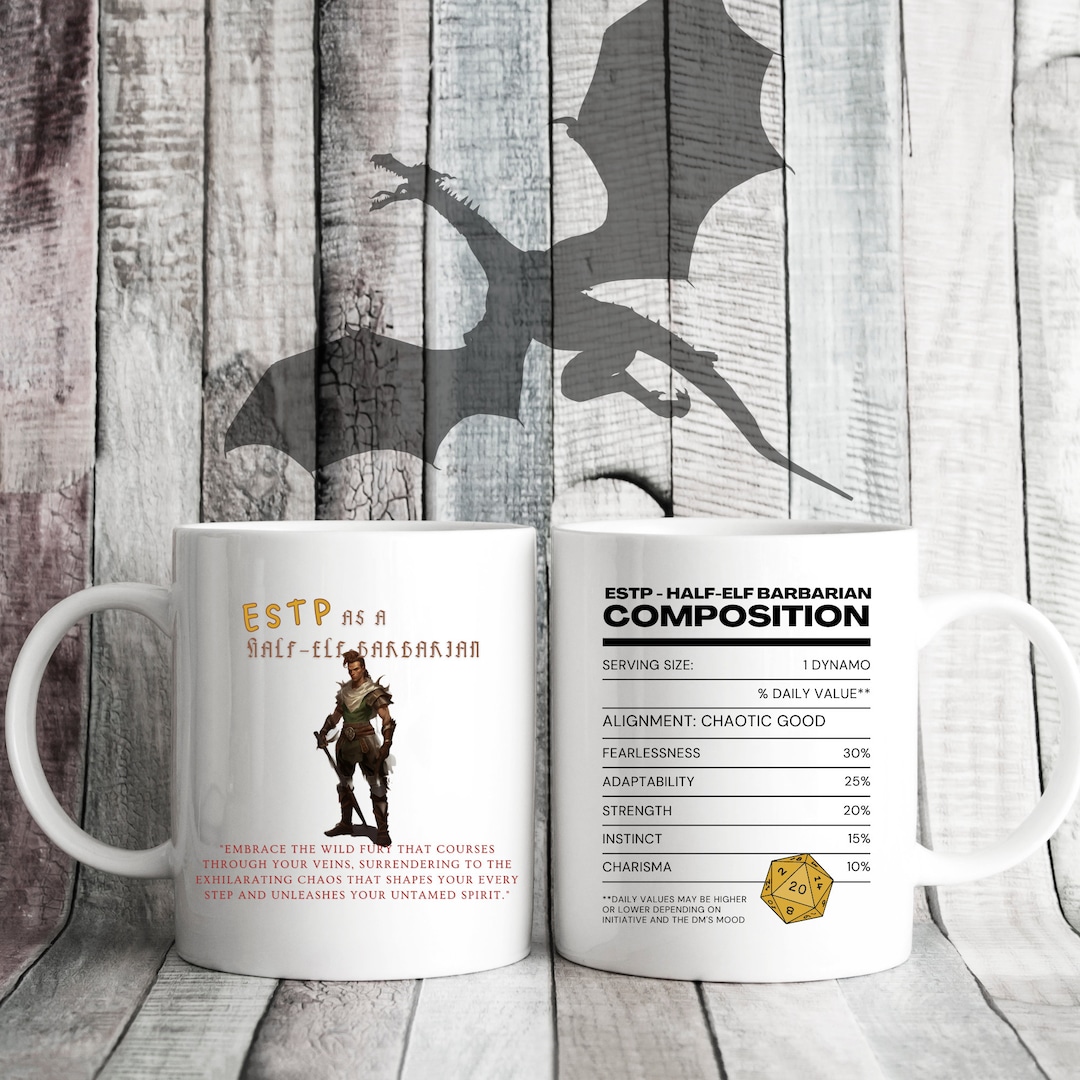 ESTP Myers Briggs MBTI Dungeons and Dragons Half Elf Barbarian - Etsy