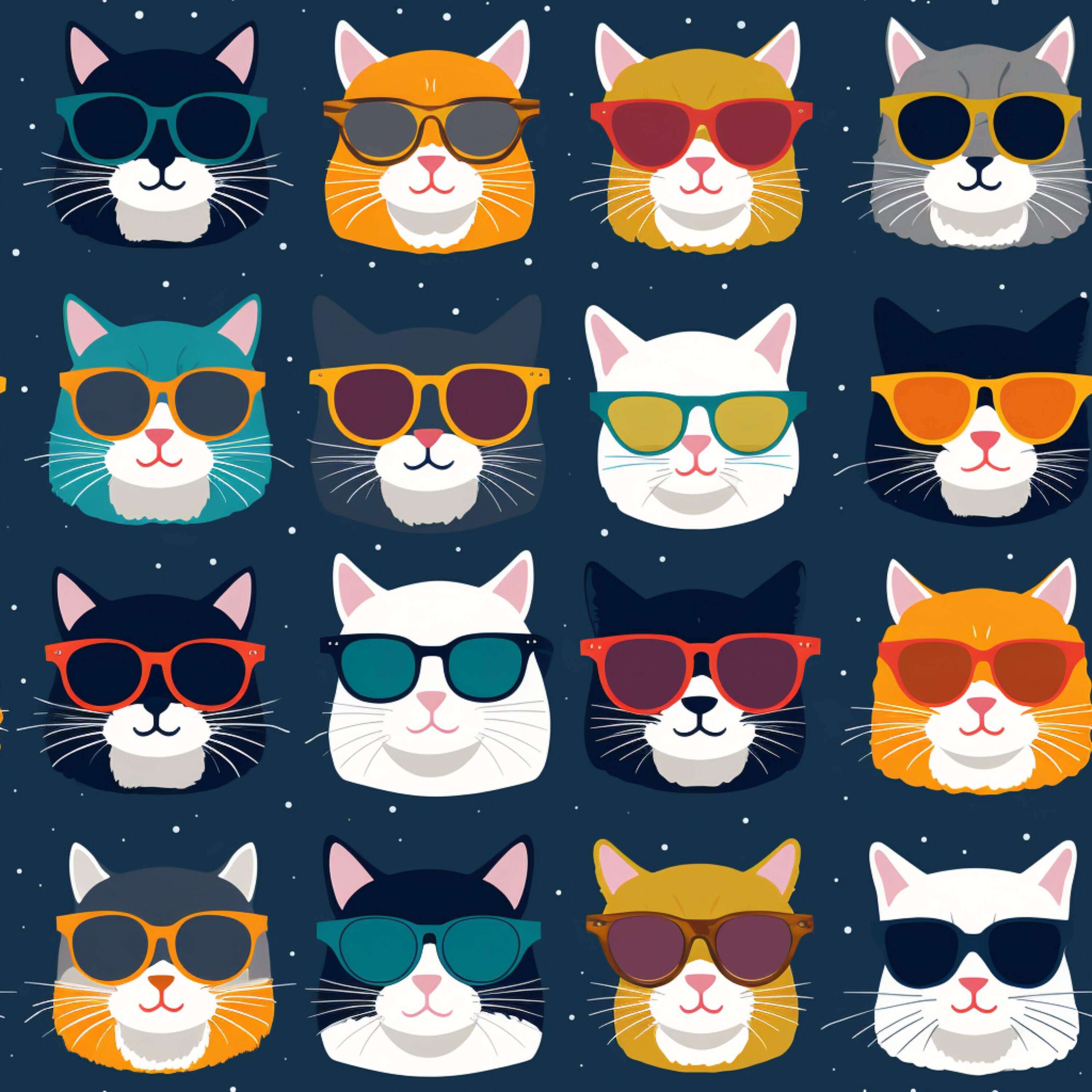 Feline Shades Trio: Purrfect Patterns Pack 3-pack Digital Seamless ...