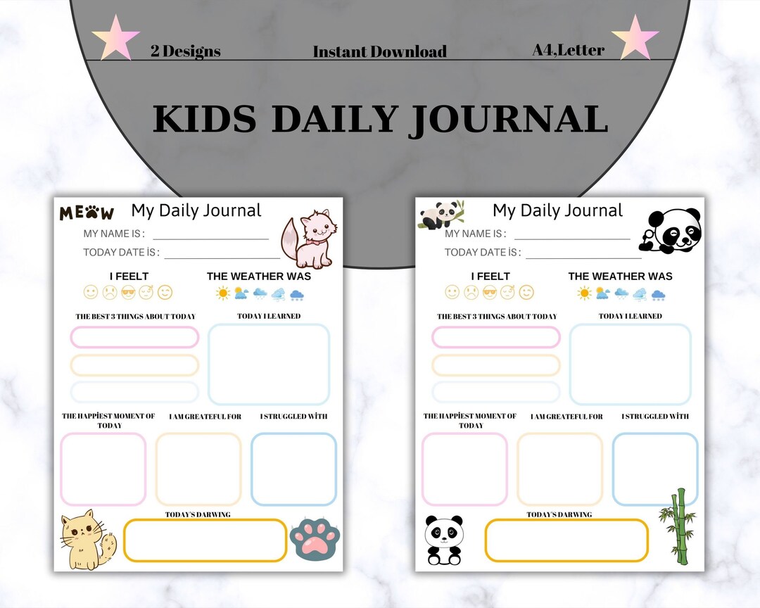 Kids Daily Journal Printable Journal for Kids Diary for - Etsy