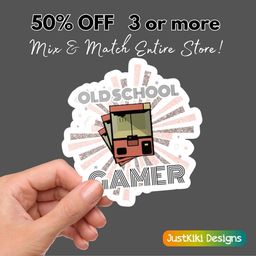 Vintage Claw Machine Sticker, Retro Old School Gamer Laptop Sticker ...