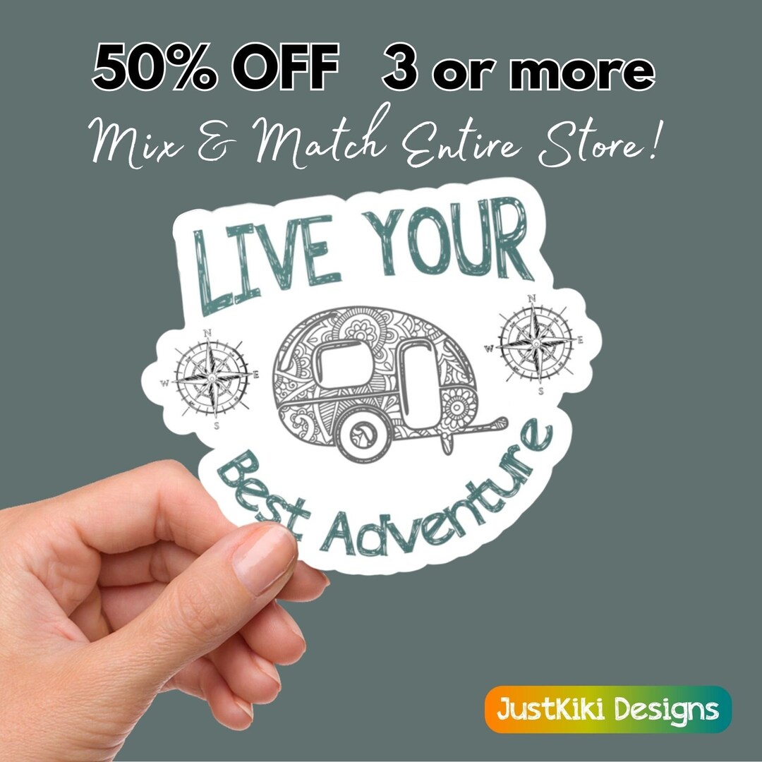 Teardrop Camper Sticker, RV Life Vinyl Laptop Sticker, Adventure ...