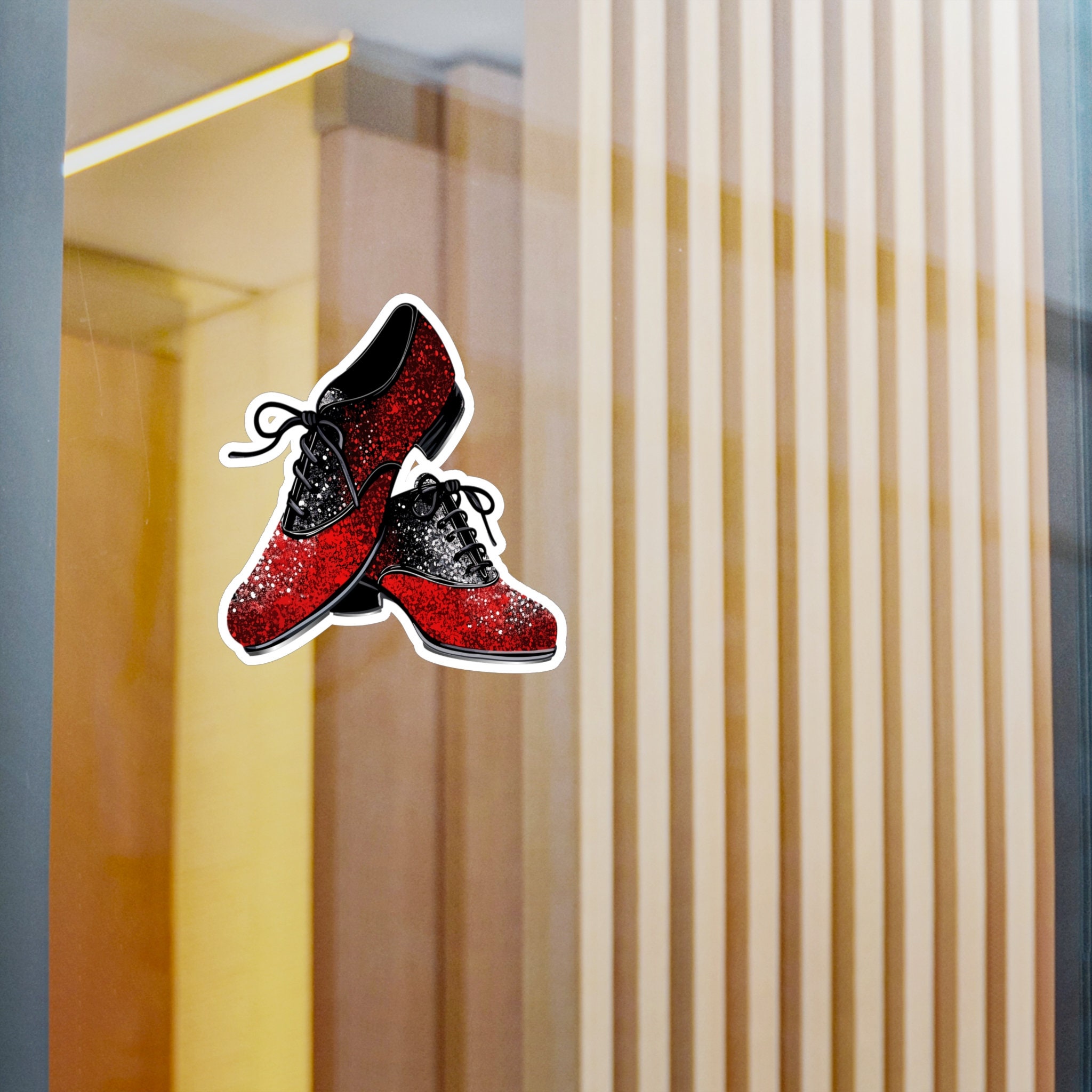 Red Sparkly Tap Shoes Sticker, Tap Dance Teacher Gift, Indoor Outdoor ...