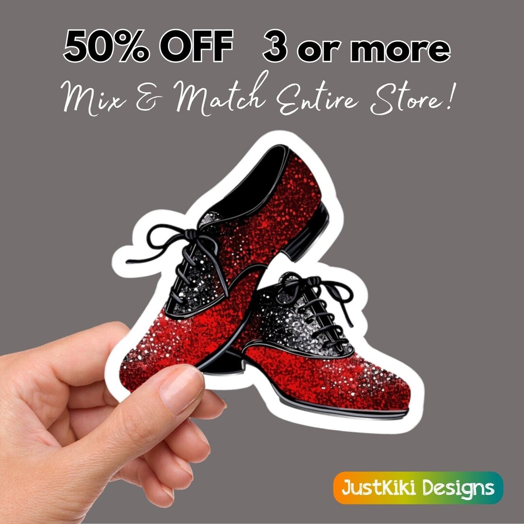 Red Sparkly Tap Shoes Sticker, Tap Dance Teacher Gift, Indoor Outdoor ...